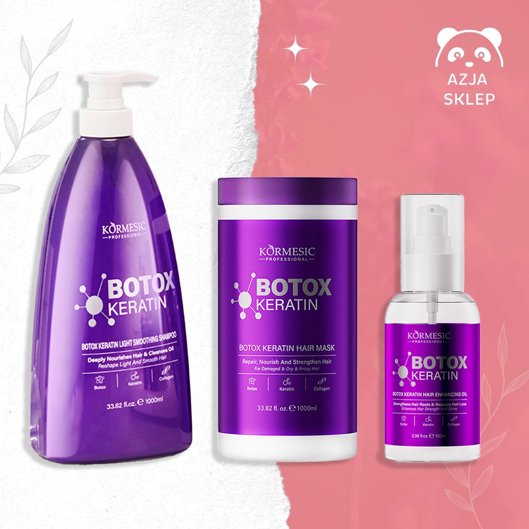 Zestaw do pielęgnacji włosów z botox keratin KORMESIC (Szampon, Maska, – AzjaSklep